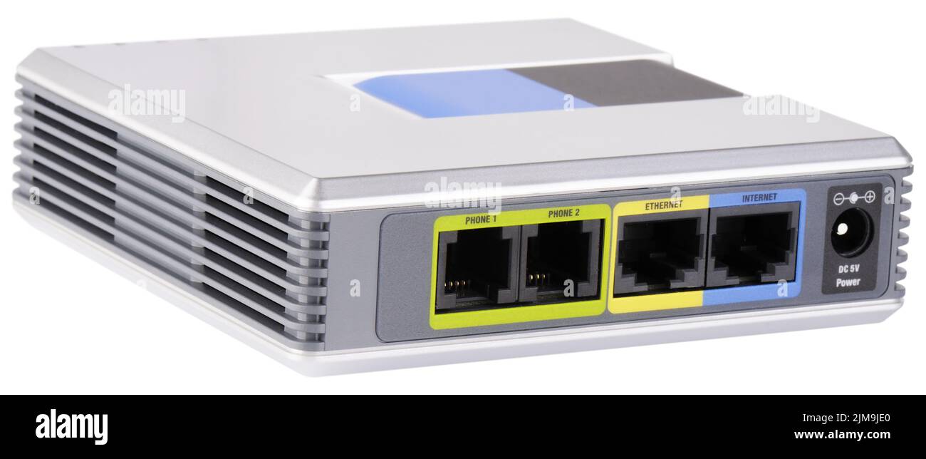 VoIP telephone adapter isolated on the white Stock Photo - Alamy