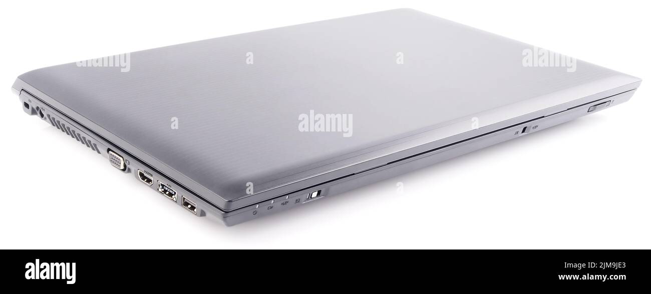 Closed laptop (notebook) over white background Stock Photo - Alamy