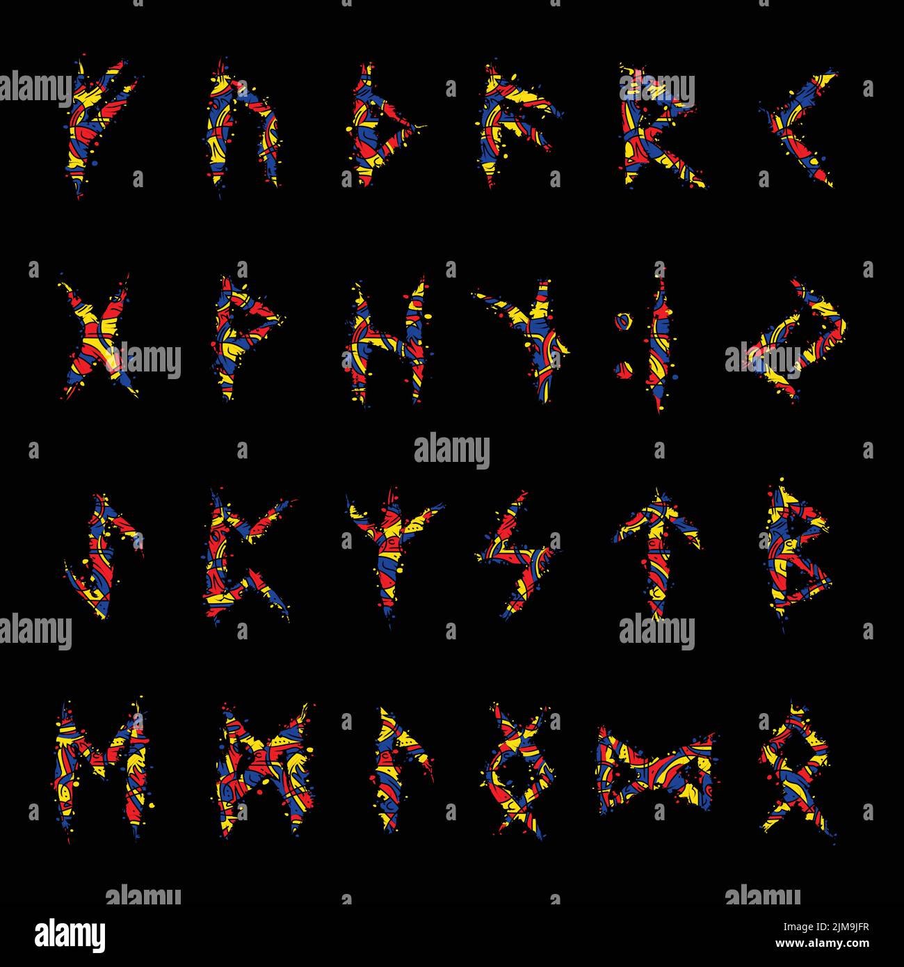 Runic alphabet Scandinavian scratched letters Stock Vector Image & Art ...