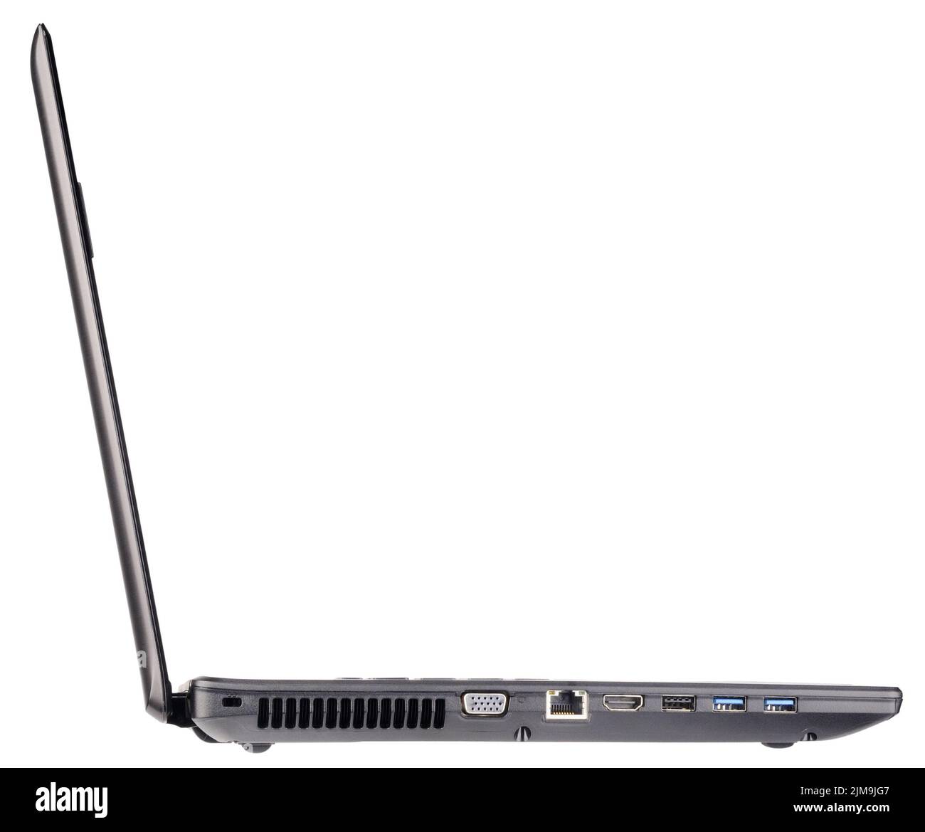 Open laptop's left view isolated on the white Stock Photo - Alamy
