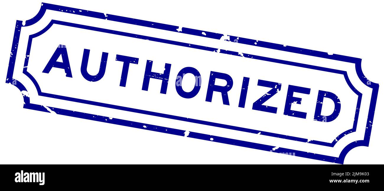 Grunge blue authorized word rubber seal stamp on white background Stock ...