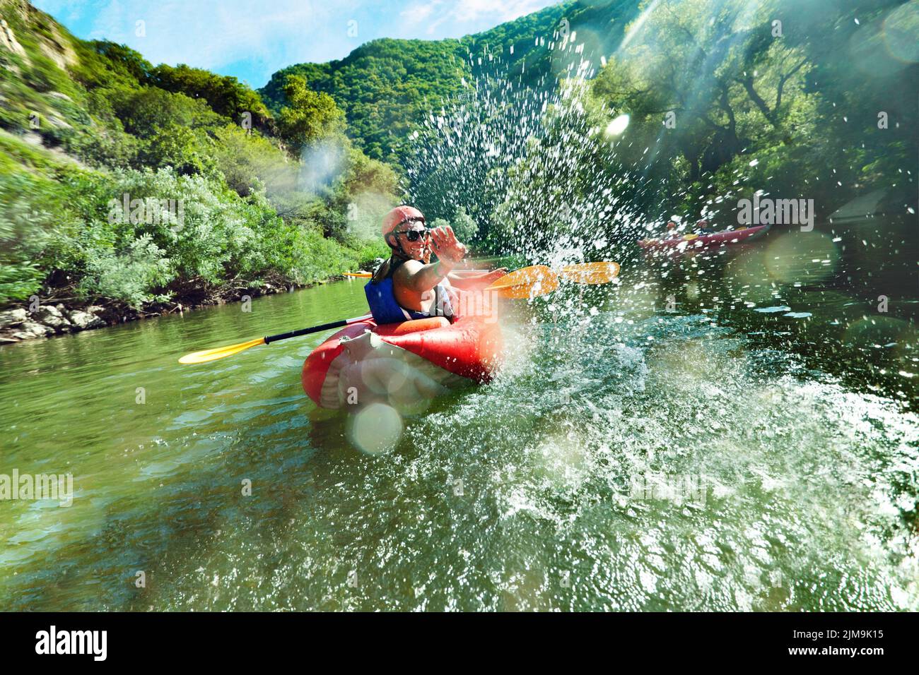 In river canoe splashes Stock Photo - Alamy