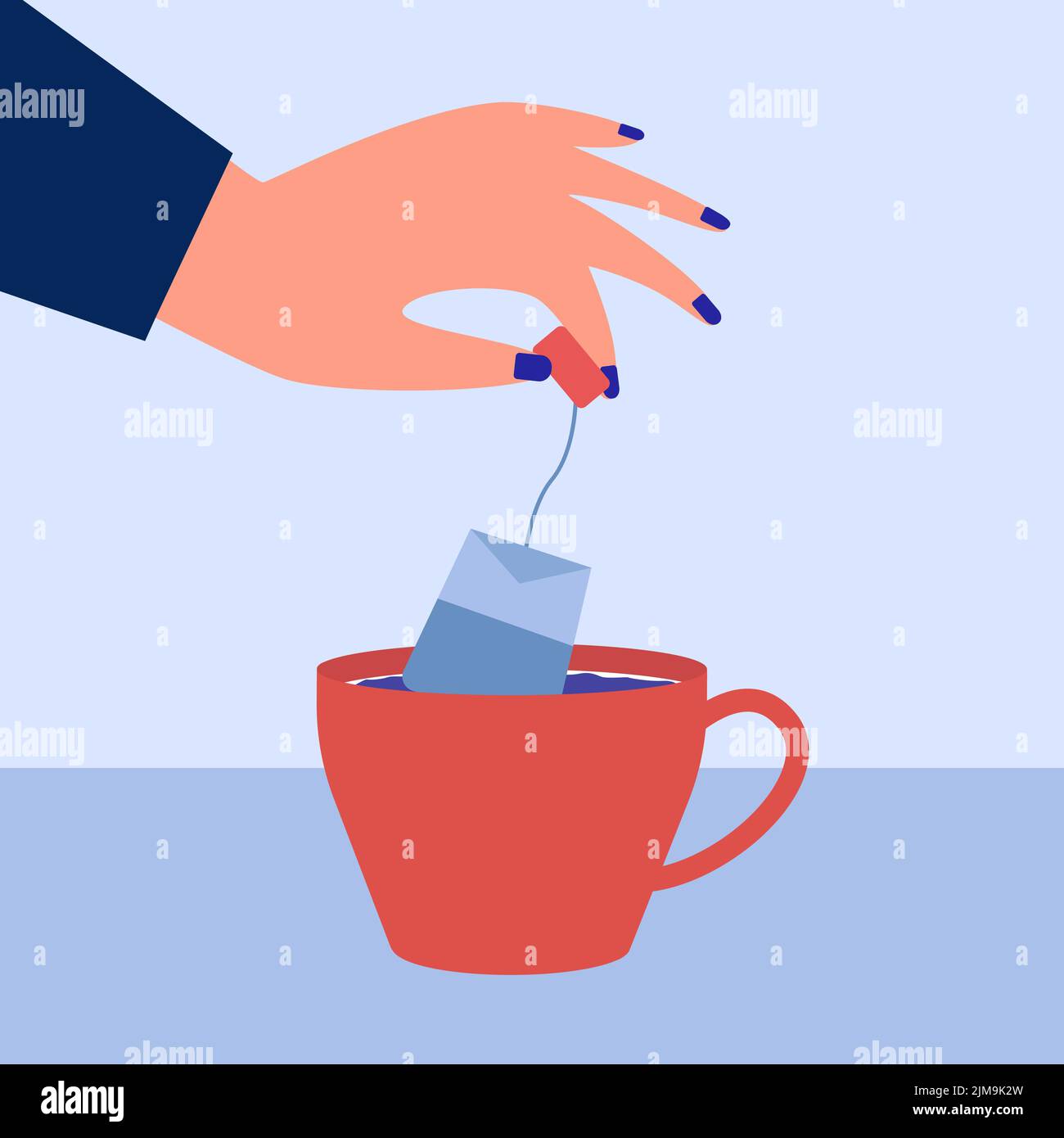 Putting teabag in mug Stock Vector Images - Alamy