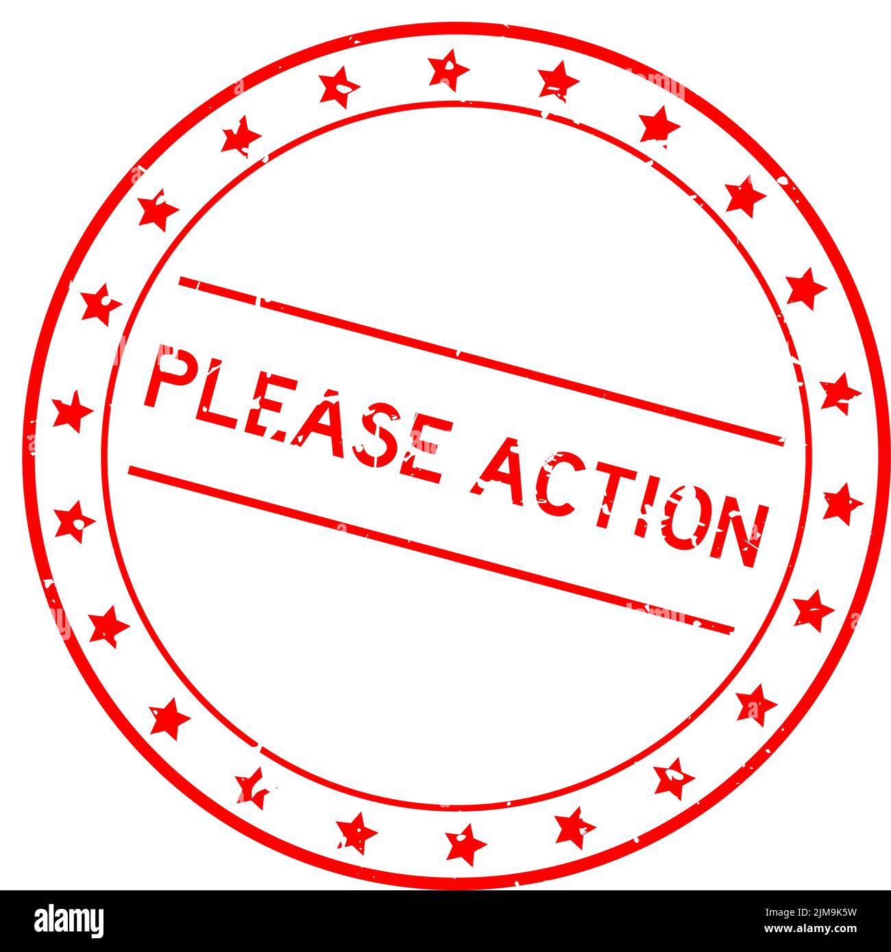 Grunge red please action word round rubber seal stamp on white ...