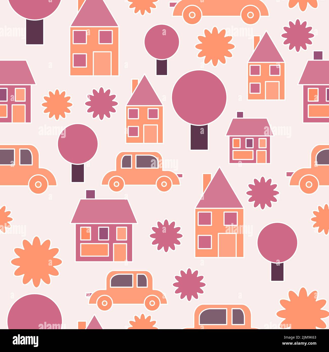 Funny little city seamless pattern Stock Vector Image & Art - Alamy