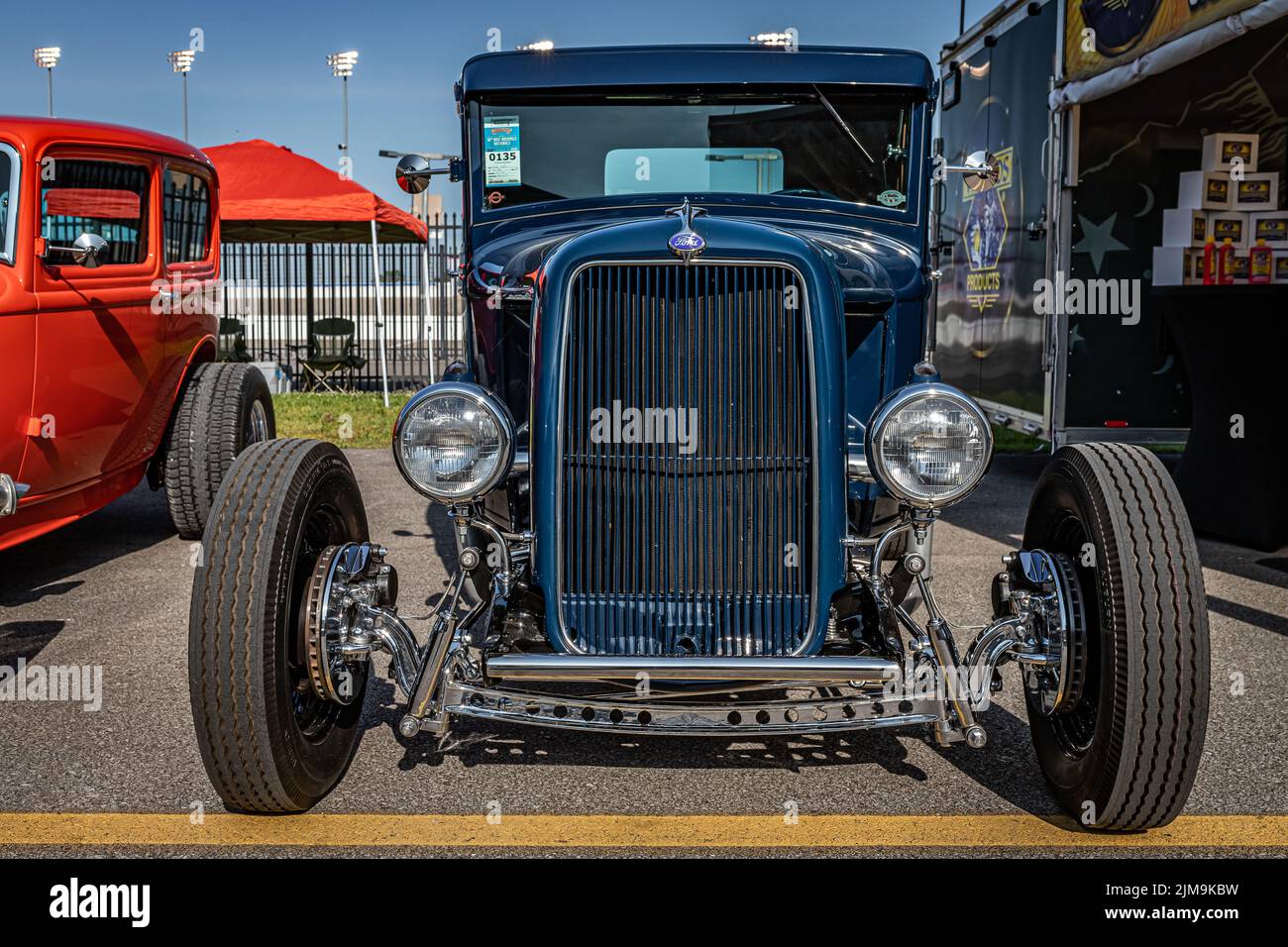Lebanon, TN - May 13, 2022: Low perspective front view of a 1934 Ford ...
