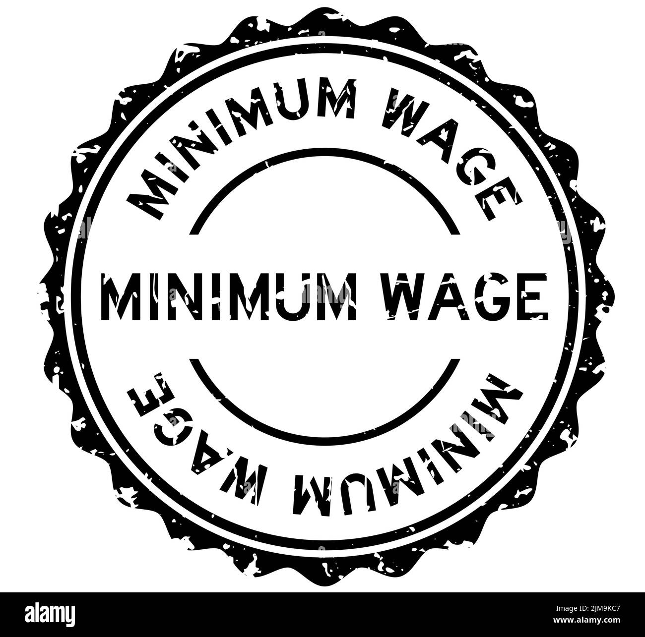 Grunge black minimum wage word round rubber seal stamp on white ...