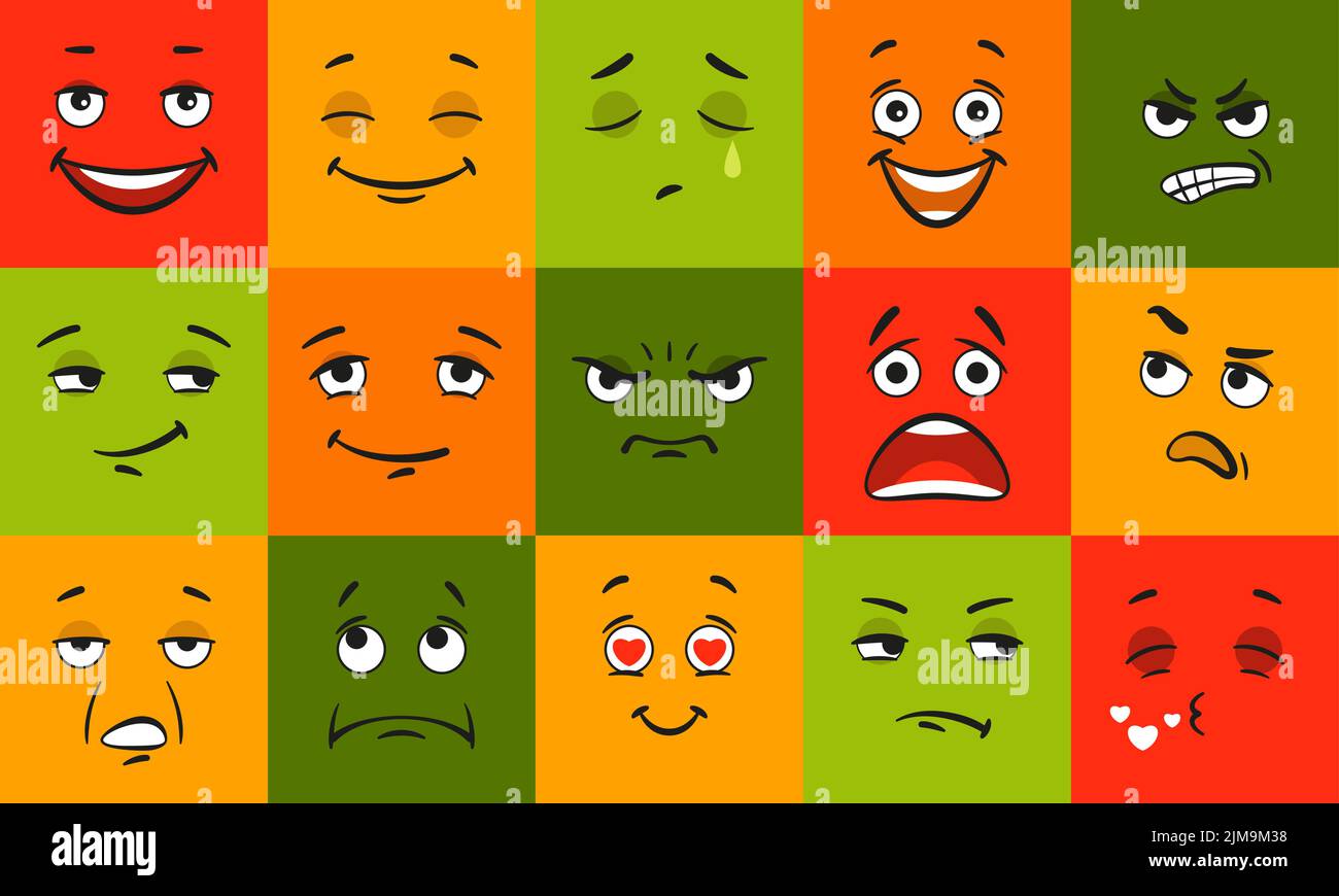 Emoticons with different mood and emotions set. Vector illustrations of ...