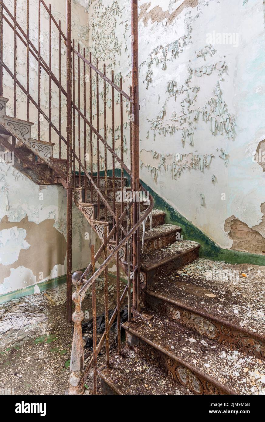 Staircase inside Trans-Allegheny Lunatic Asylum Stock Photo - Alamy