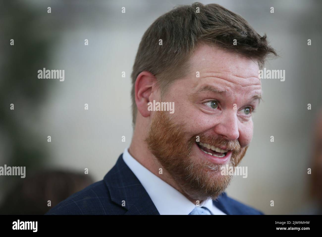 Austin, Texas, USA. 4th Aug, 2022. A wide eyed and animated lawyer ...