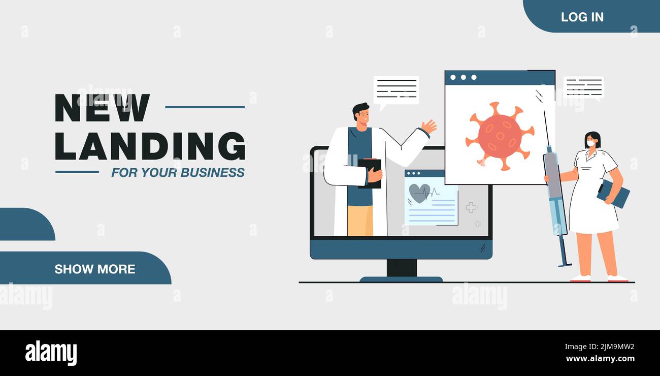 Medical webinar on coronavirus. Nurse with syringe watching online ...