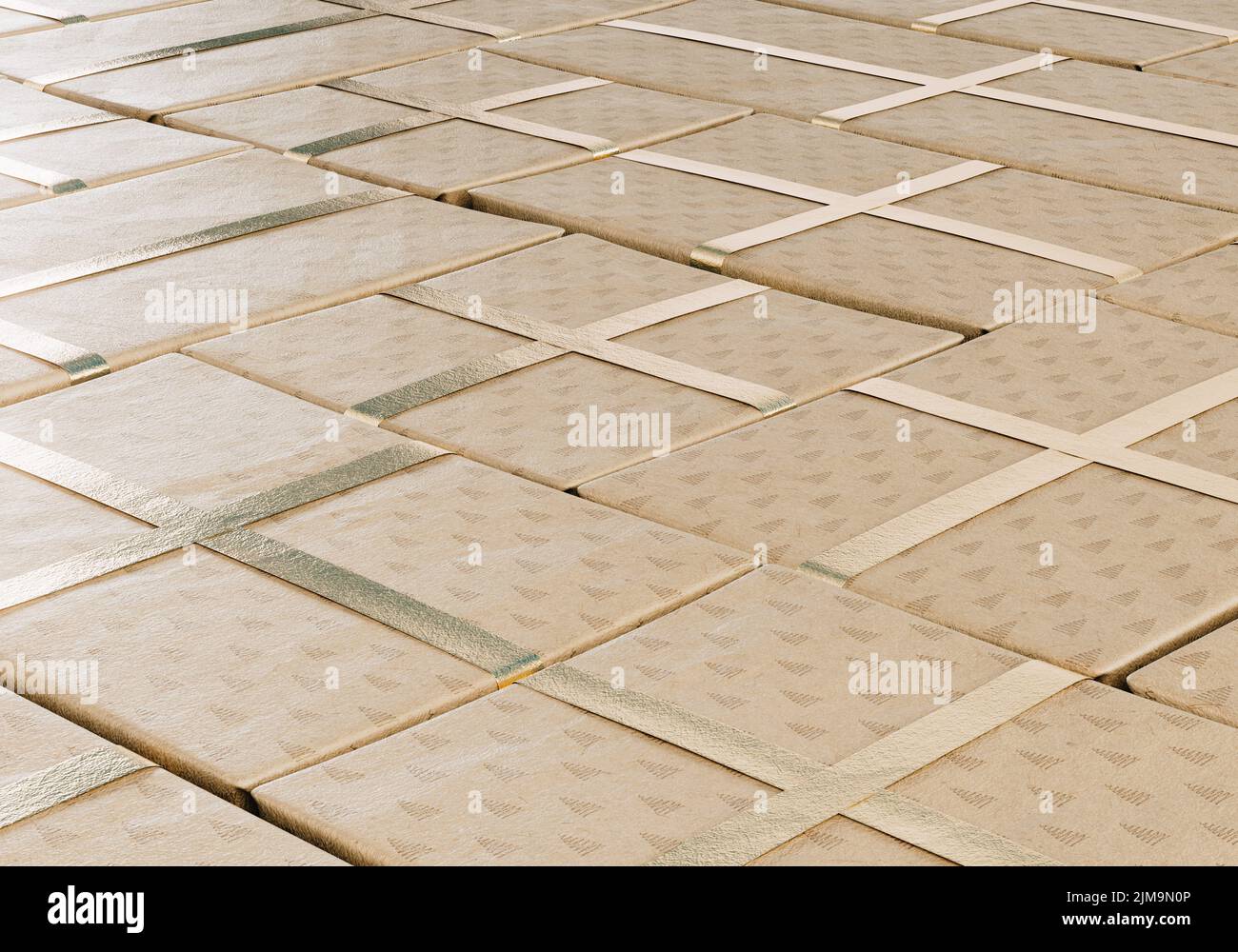 A collection of different sized rectangular gift boxes wrapped in ...