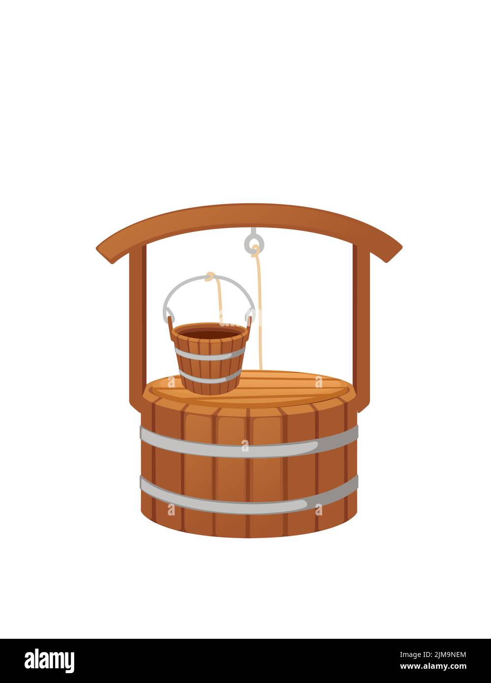 Wooden well with rope and bucket medieval design vector illustration ...
