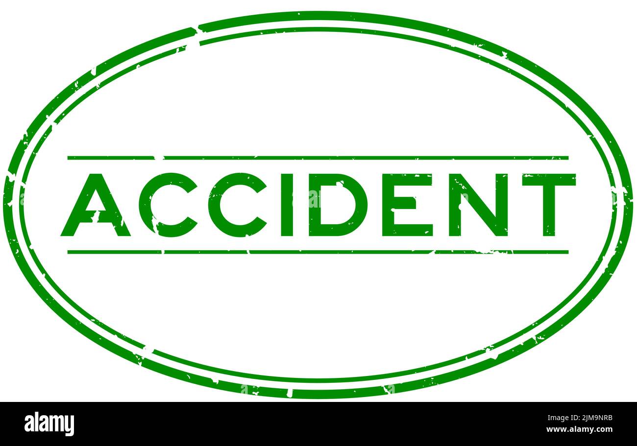 Grunge green accident word oval rubber seal stamp on white background ...