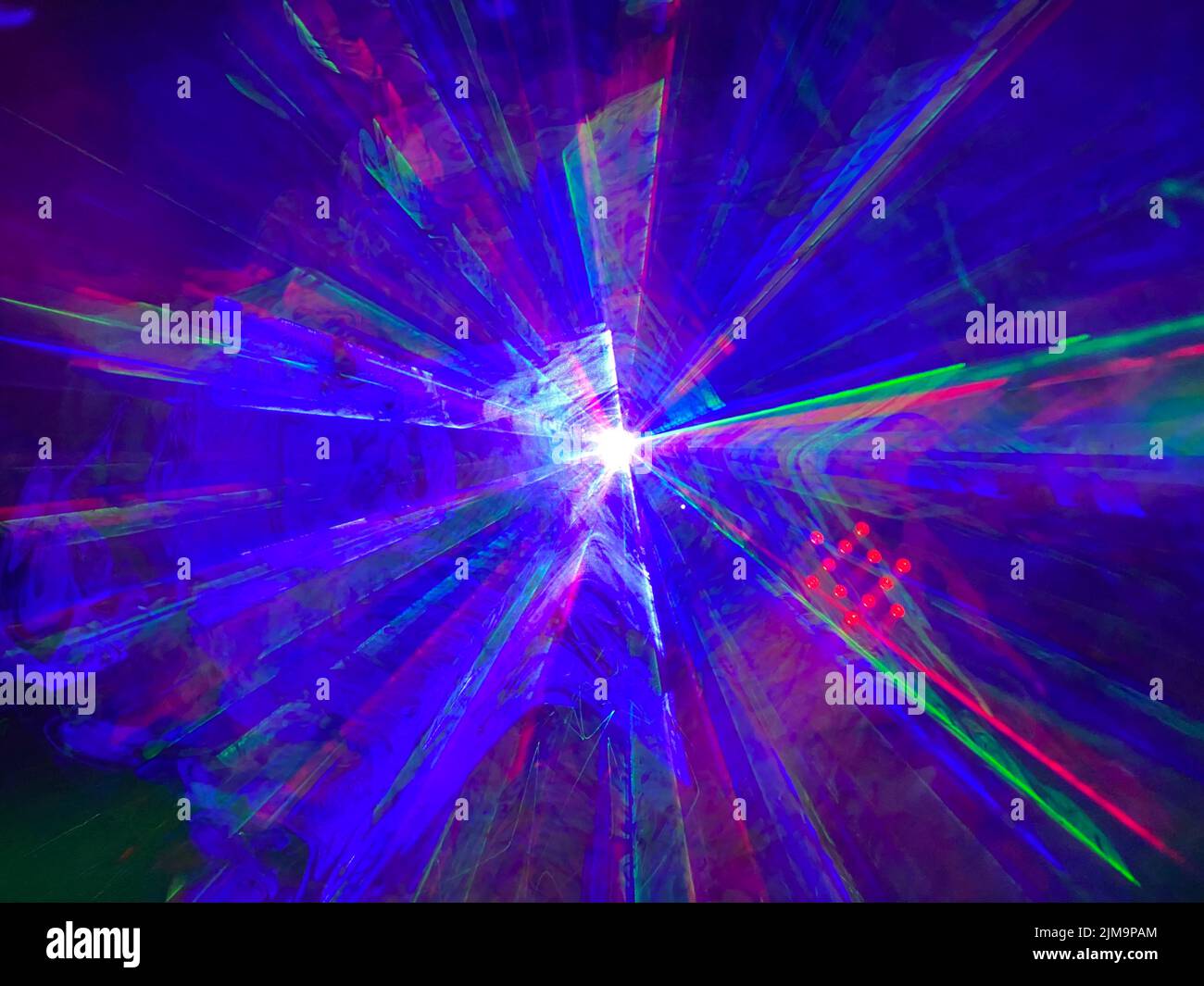 Colorful laser light beam photographic effect on black background ...