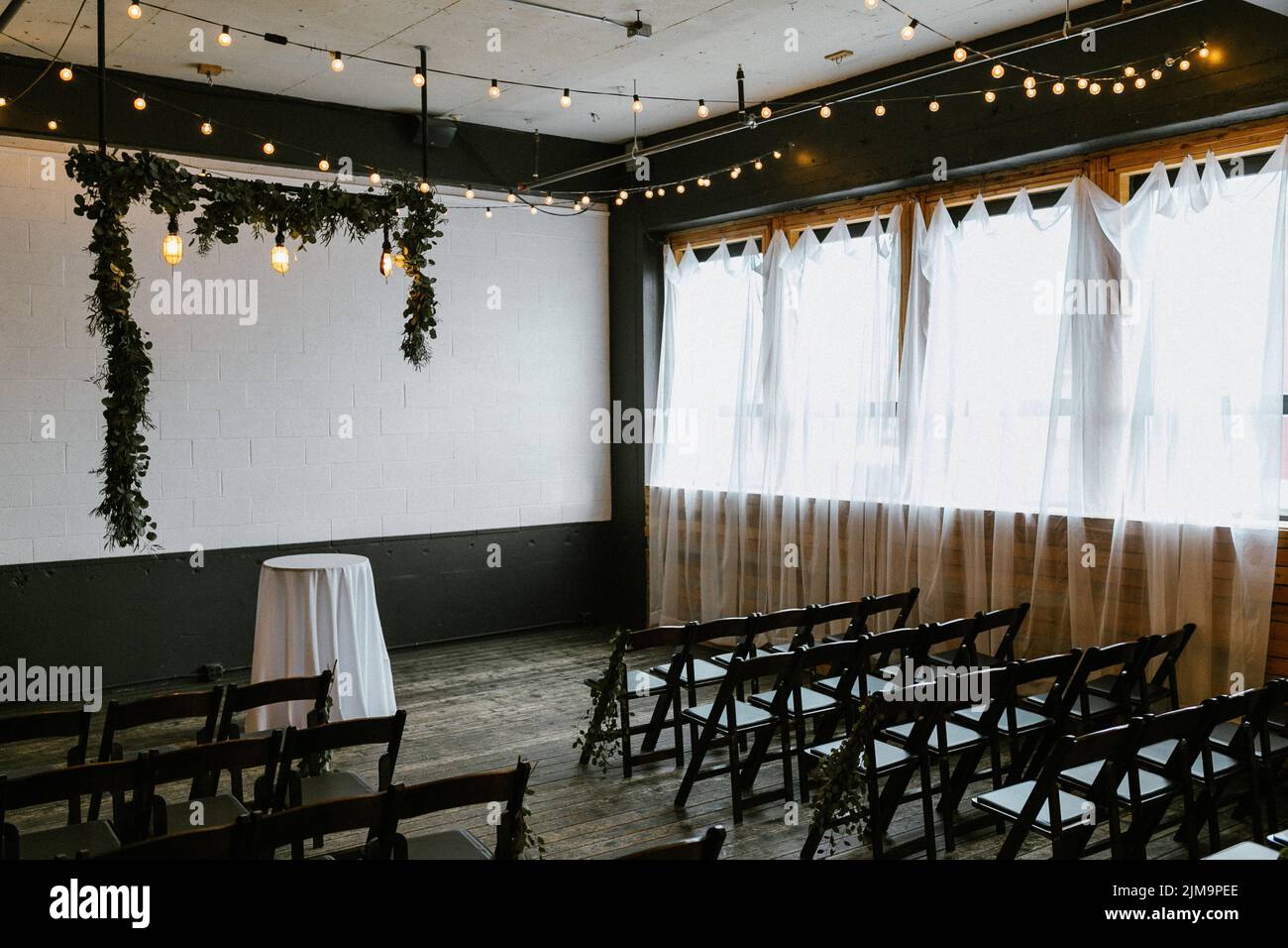 A view of a wedding hall with beautiful decorations Stock Photo - Alamy