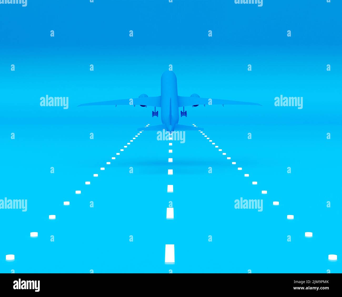 A 3D illustration of an airplane taking off on the runway Stock Photo ...