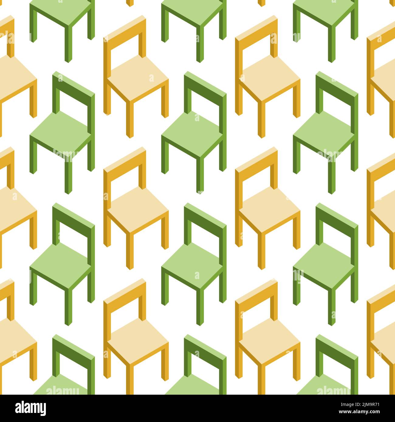 Vector seamless pattern of yellow and green isometric chairs Stock ...