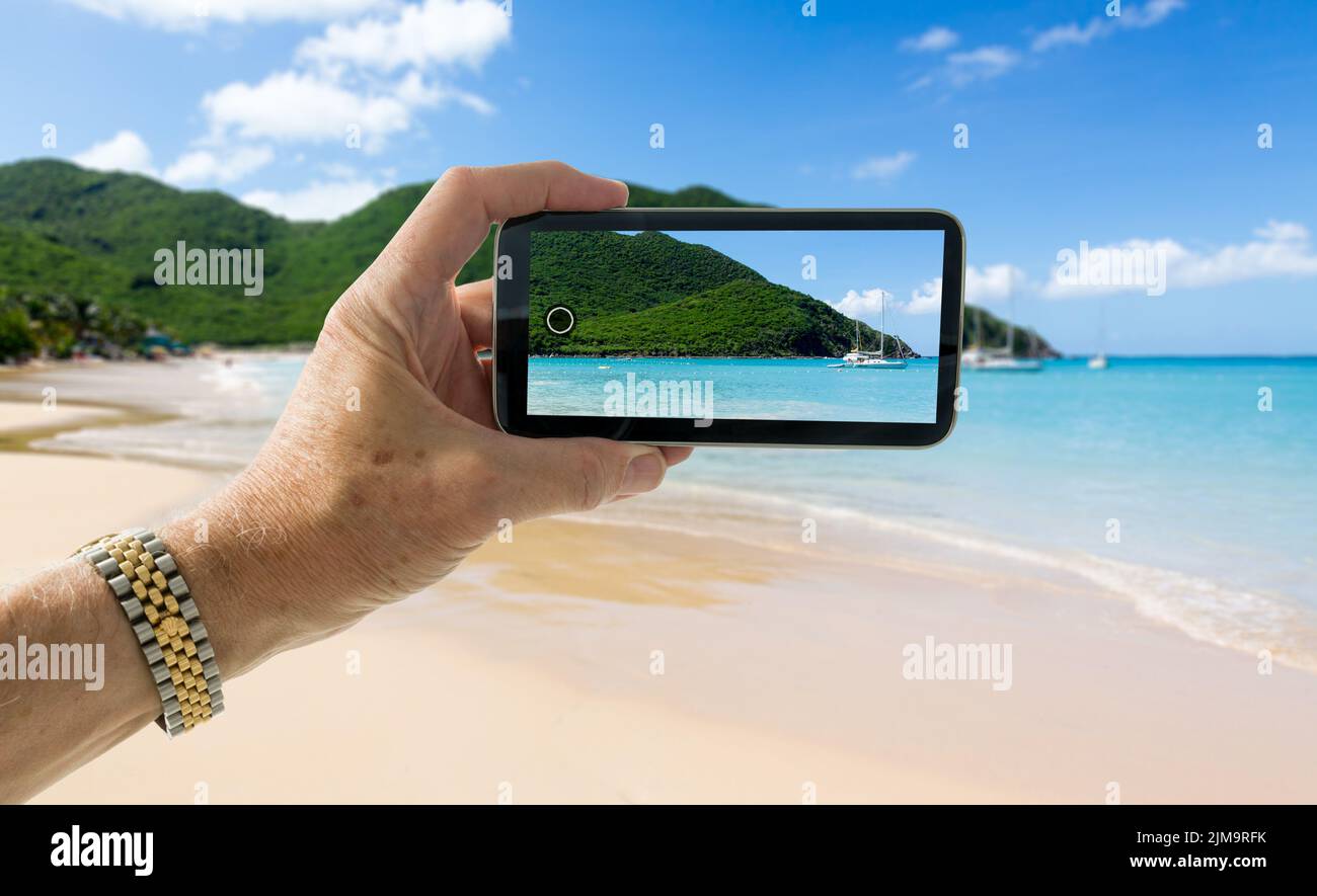 Snapshot of beach at Anse Marcel on St Martin Stock Photo - Alamy