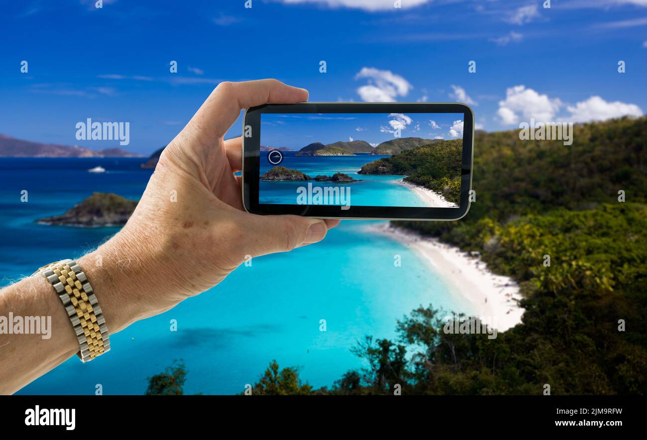 Snapshot of beach at Trunk Bay on St John USVI Stock Photo - Alamy