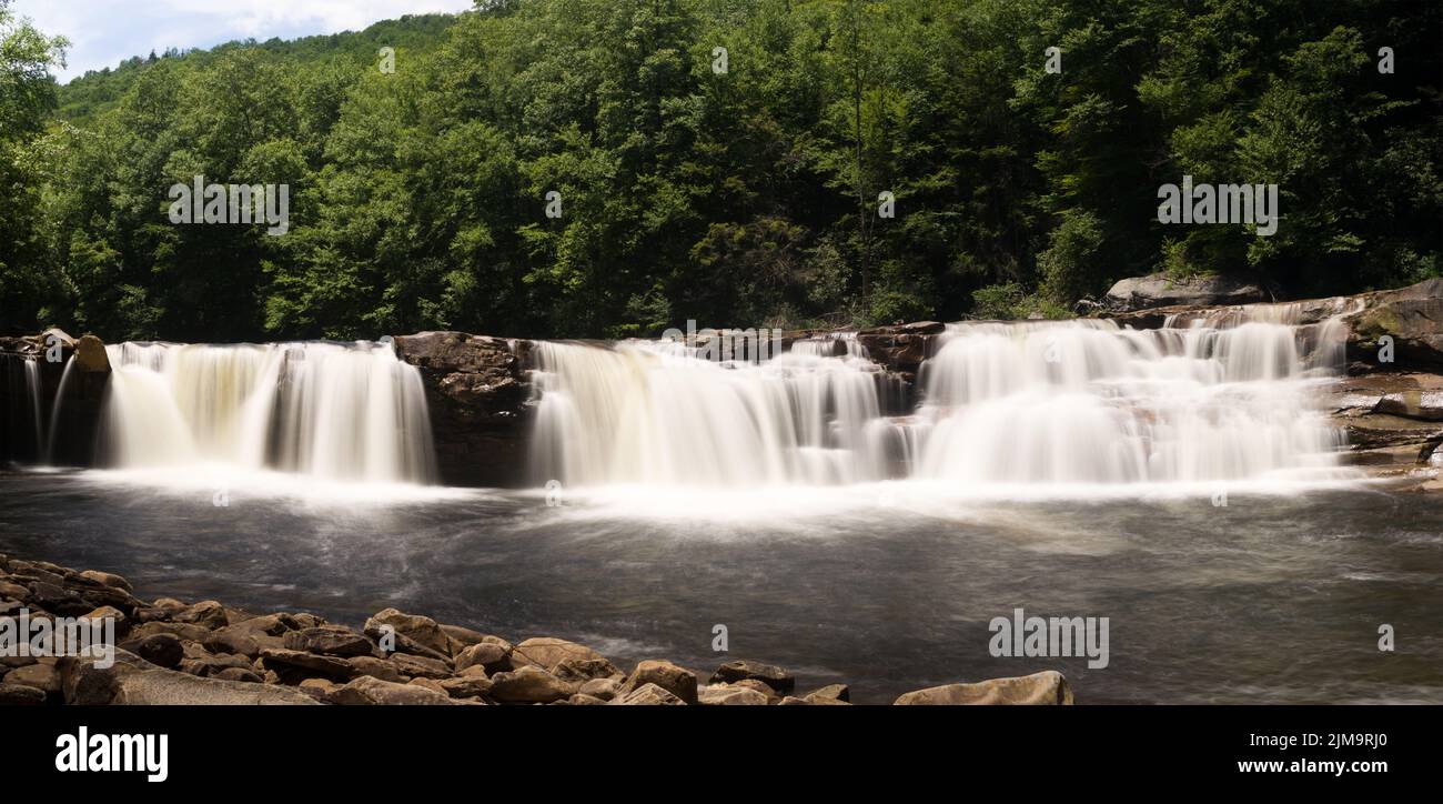 Three distinct waterfalls at High Falls of Cheat Stock Photo - Alamy