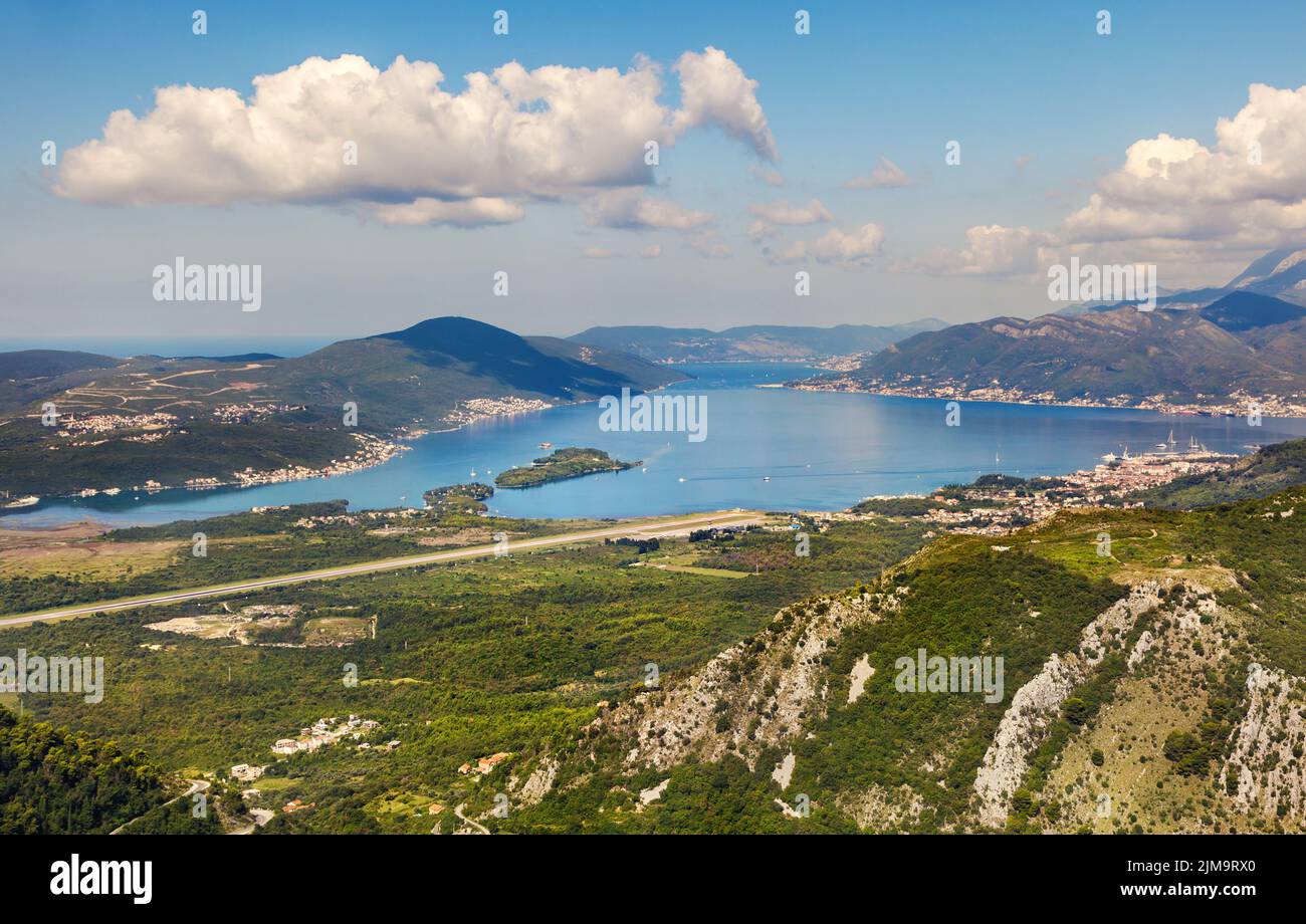 Top view on the airport of Tivat, Boka Bay. Montenegro Stock Photo - Alamy