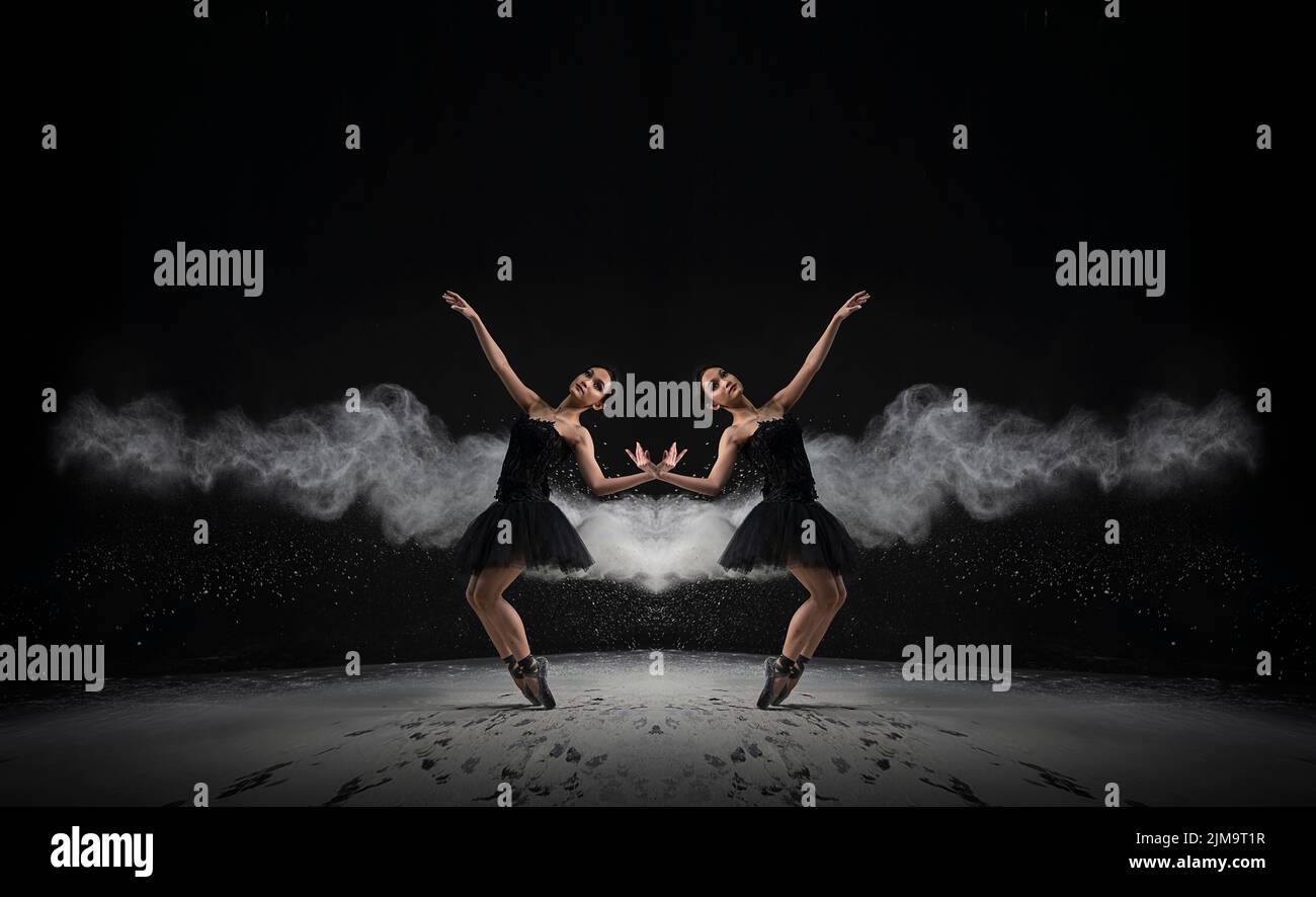 An emotional Southeast Asian ballet dancer performing a move mirrored ...