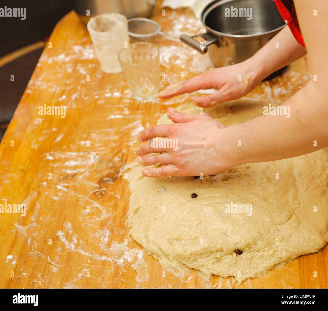 Prepare meal food. modelling dough in a table Stock Photo - Alamy