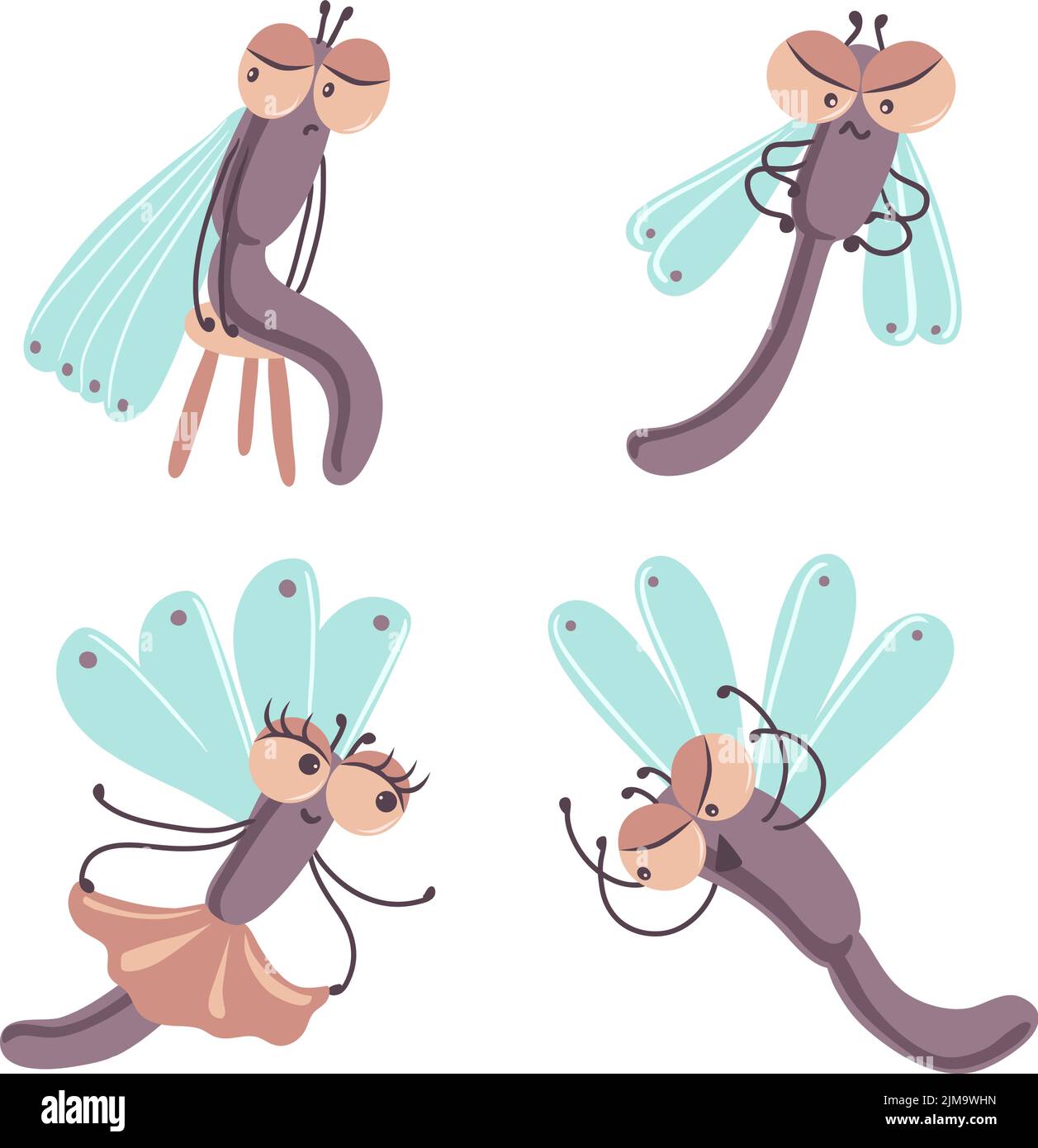 Cartoon Dragonfly Easy Drawing And Coloring For Kids / Dragonfly