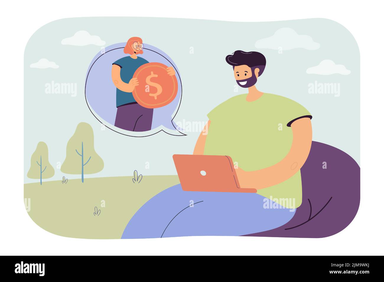 Happy woman holding bubble Stock Vector Images - Alamy