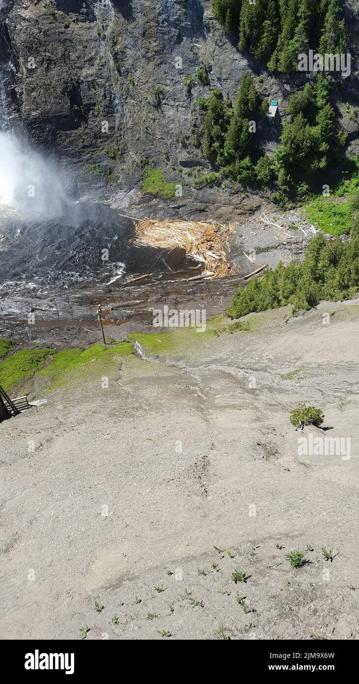 A beautiful shot of the Stairway down the cliffs at Montmorency Falls ...
