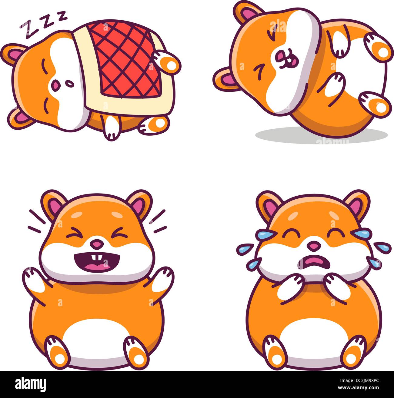 Set of cute hand-drawn hamsters sleeping, laughing, crying Stock Vector ...