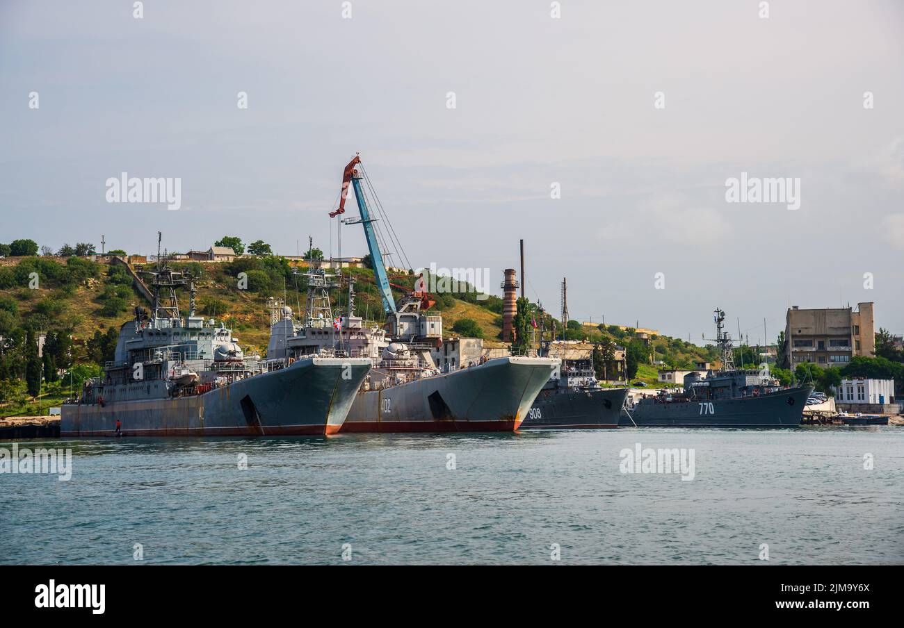 Sevastopol, Crimea - June 26, 2015: Naval base of the Black Sea Fleet ...