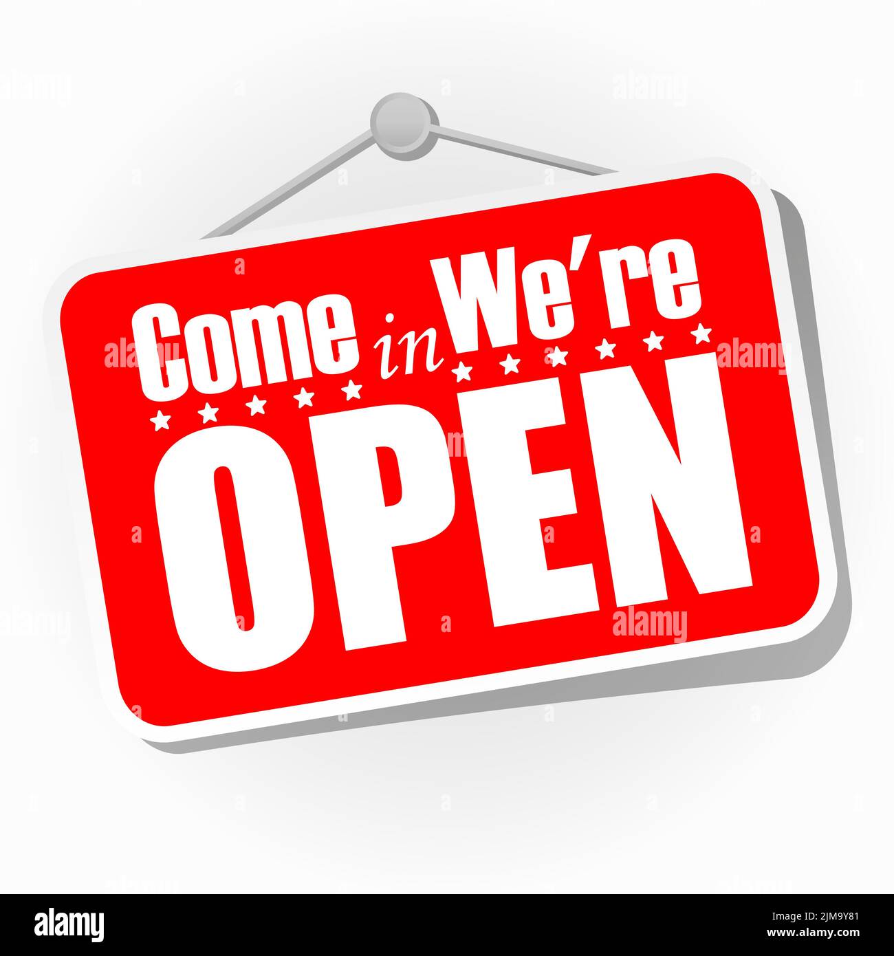 Red hanging sign with text Come in, we re open . Eps 10 vector Stock Vector Image & Art - Alamy