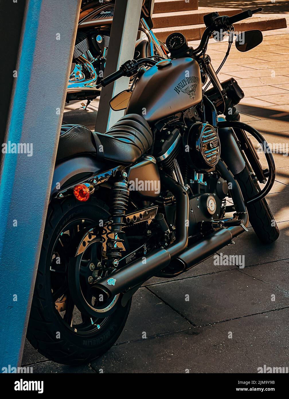 A vertical shot of a Harley Davidson motorcycle in Melbourne Stock ...