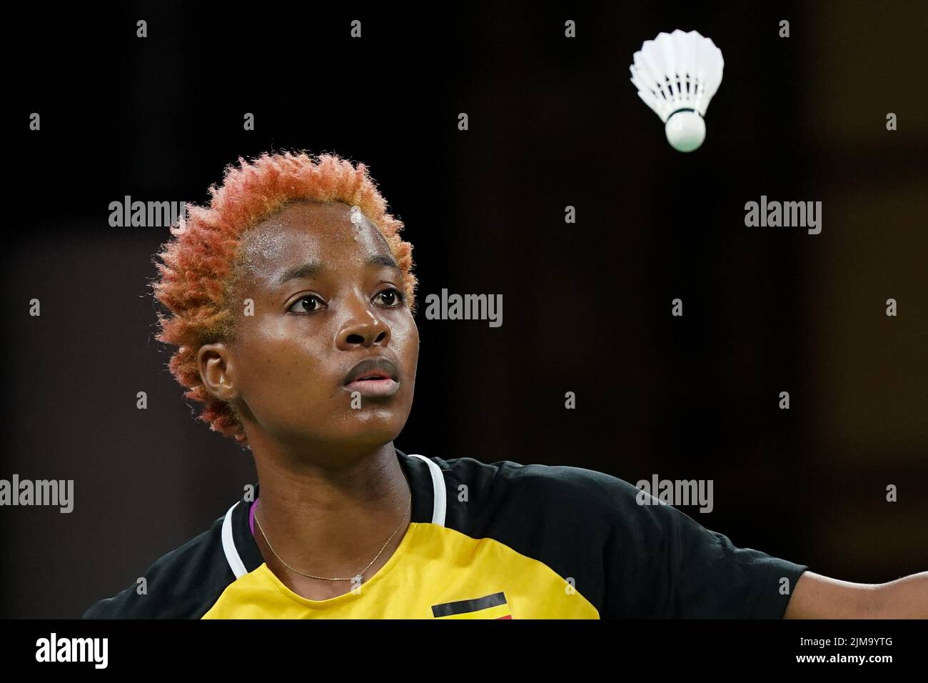 Uganda's Husina Kobugabe in action against India's Venkata Pusarla in ...