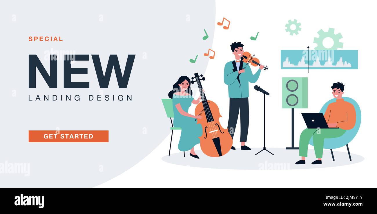 Musicians recording music with professional equipment. People playing ...