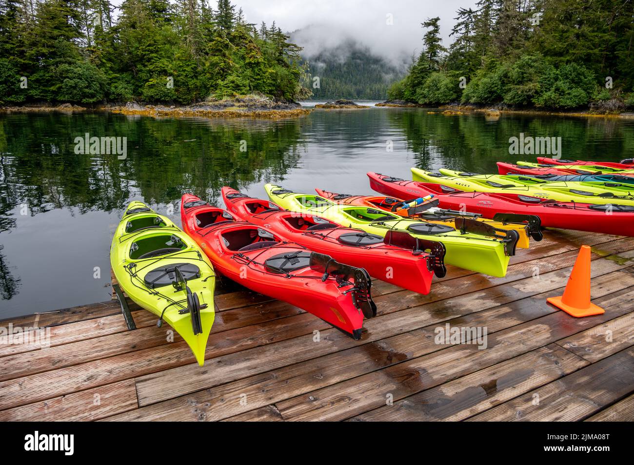 Sitka, Alaska - July 26, 2022 - View of Adventure Sitka's kayaks at the ...