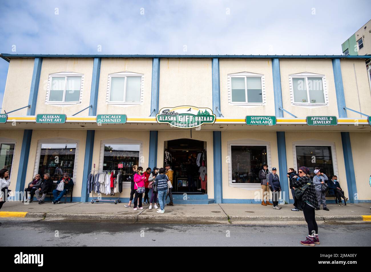 Sitka, Alaska - July 26, 2022 - View of Sitka's historic main street ...