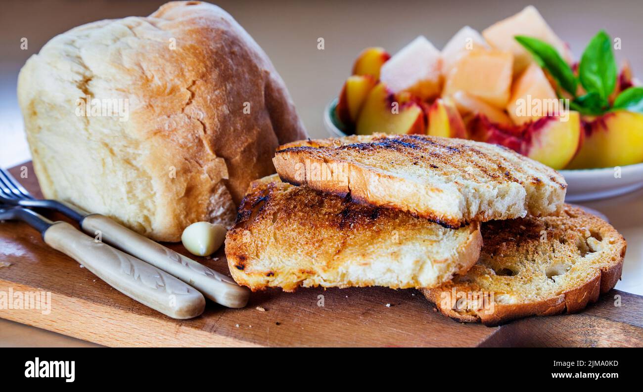 Toasts bread fruits Stock Photo - Alamy