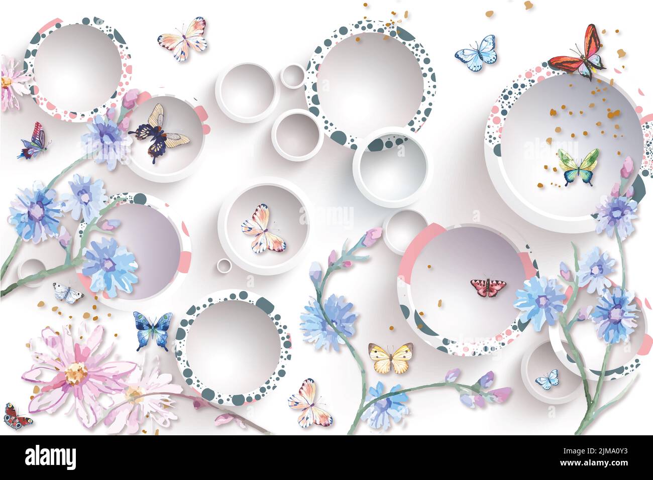 White floral mural Cut Out Stock Images & Pictures - Alamy