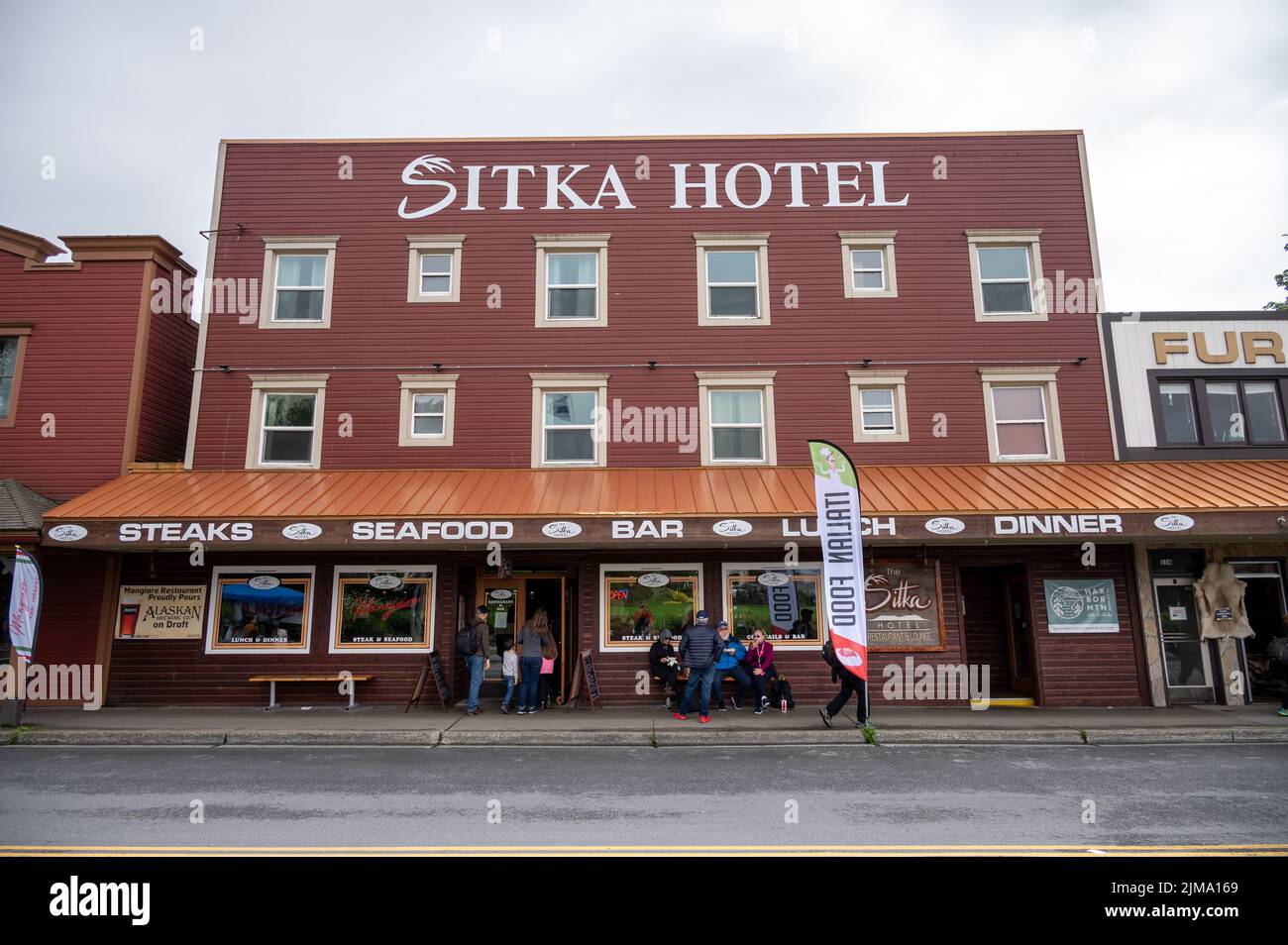 Sitka, Alaska - July 26, 2022 - View of Sitka's historic main street ...