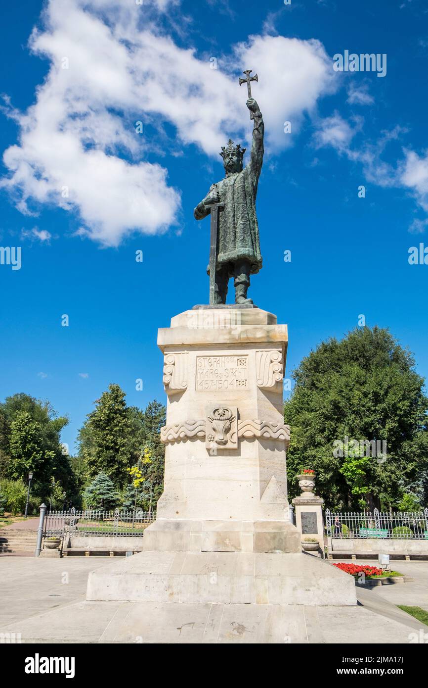 Moldova, Chisinau, Statue of Stefan the Great at the entrance of the ...