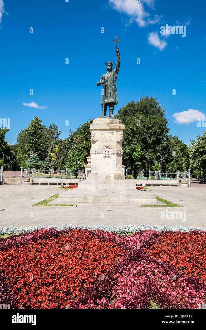 Moldova, Chisinau, Statue of Stefan the Great at the entrance of the ...