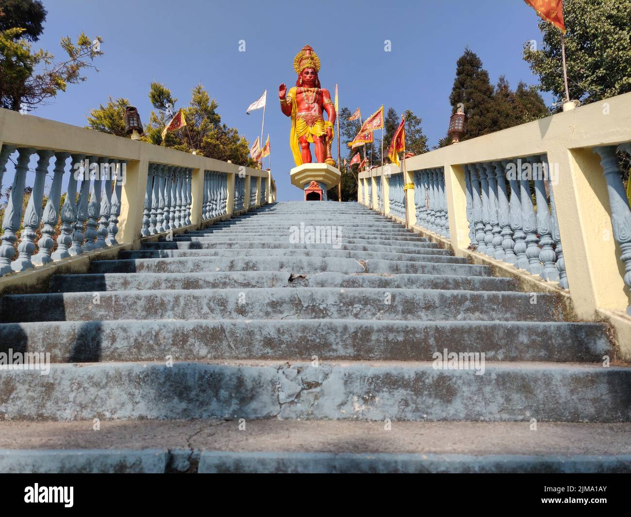 A giant red statue of Lord Hanuman located in Nepal Stock Photo - Alamy