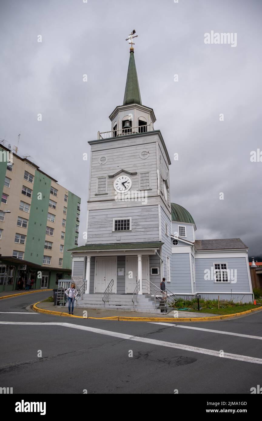 Sitka, Alaska - July 26, 2022 - Detail of Sitka's historic St. Michael ...