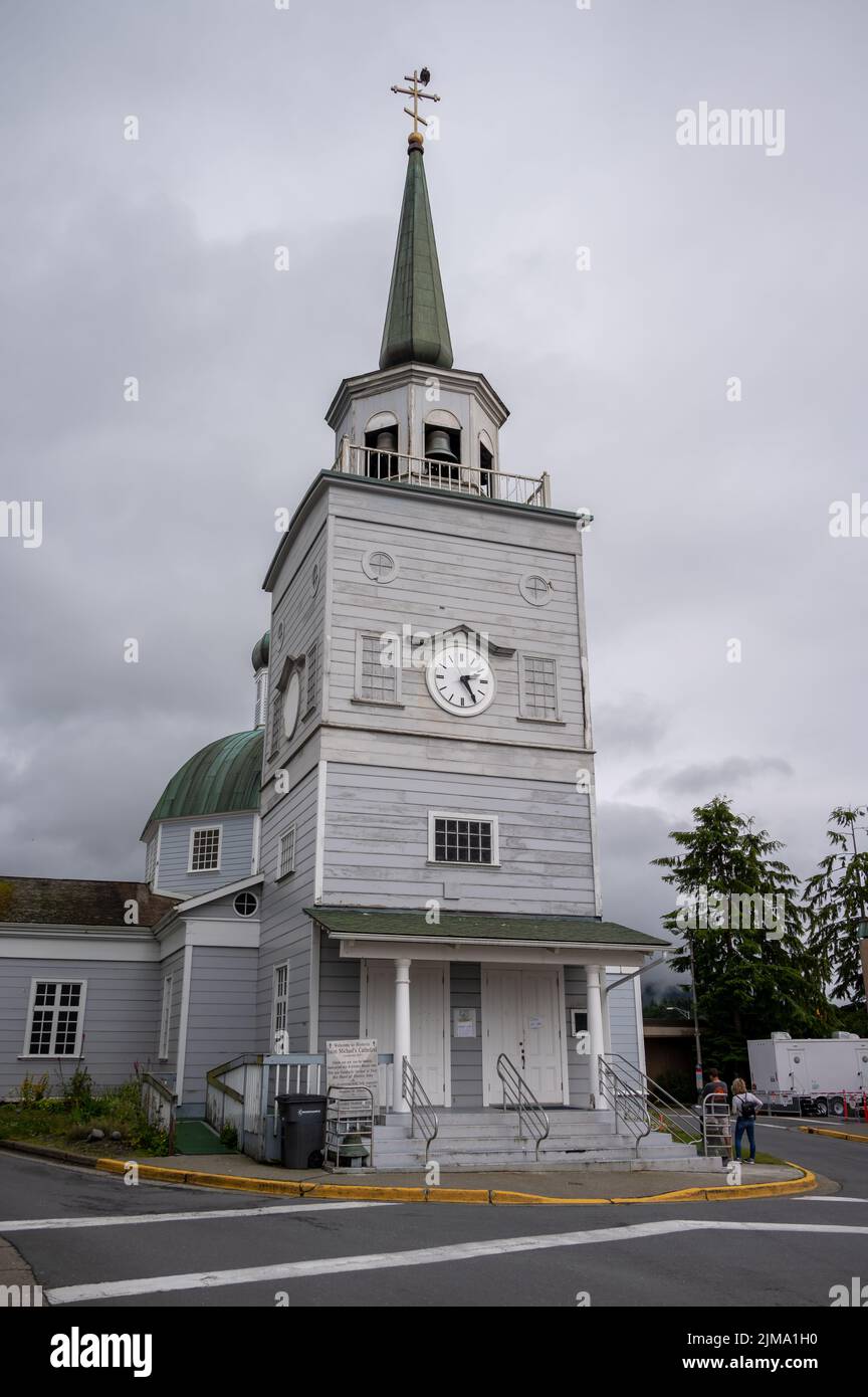 Sitka, Alaska - July 26, 2022 - Detail of Sitka's historic St. Michael ...