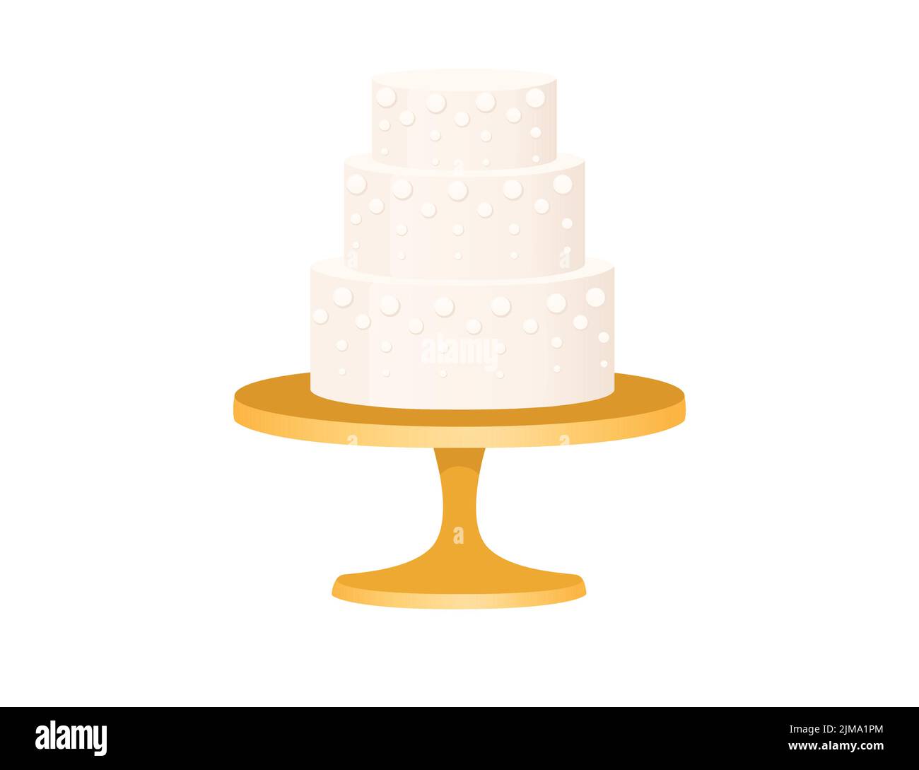 Wedding cake with thee levels on golden stand vector illustration ...