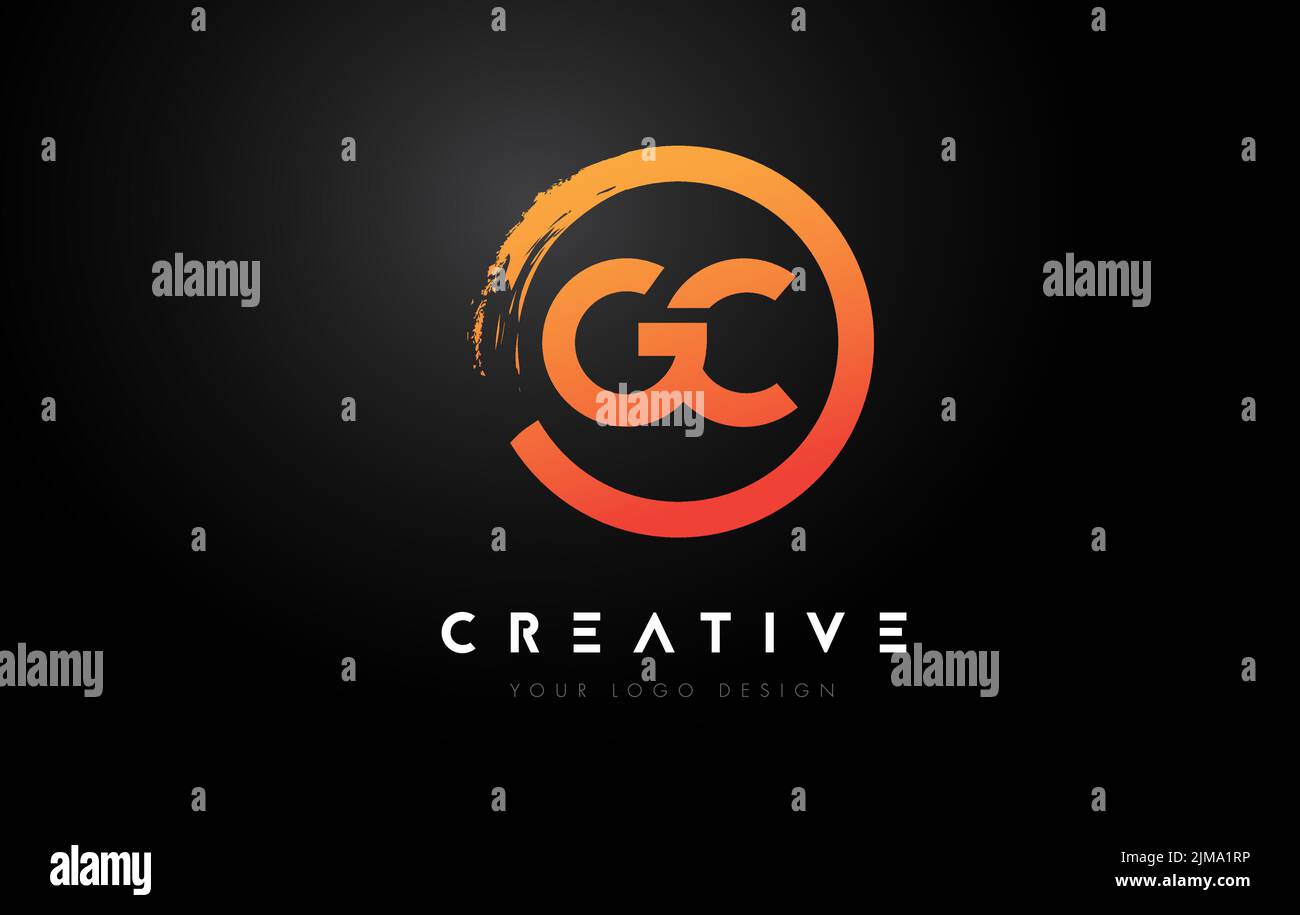 Orange GC Circular Letter Logo with Circle Brush Design and Black ...