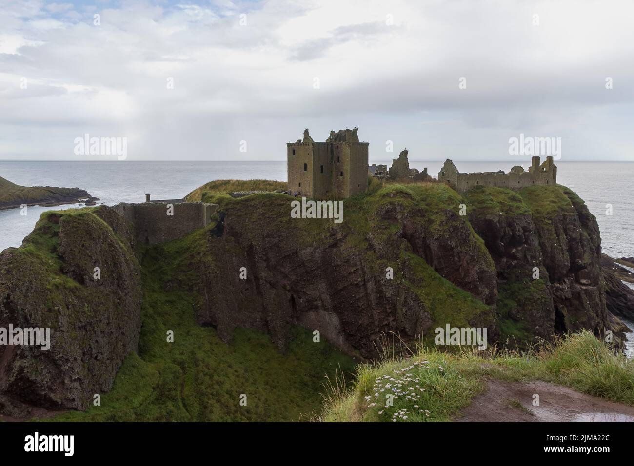 The old fortress of Dunbar Castle on the seaside cliff, Scotland, Great ...